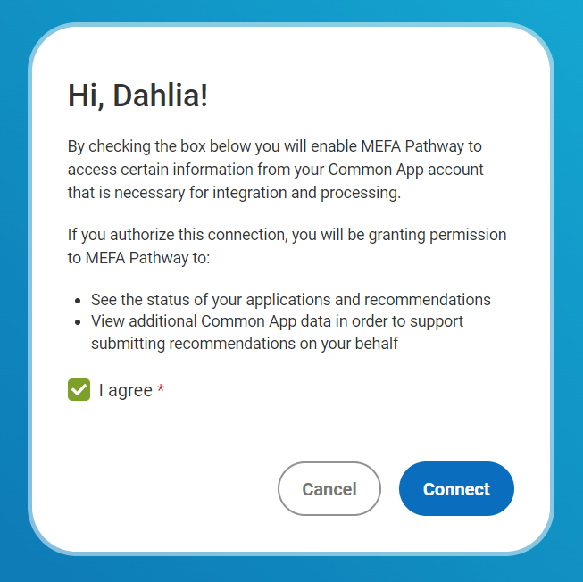 MEFA-Pathway | Connecting MEFA Pathway and Common App Accounts